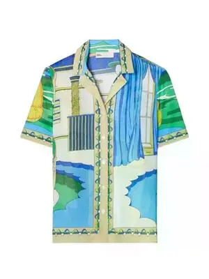 Tory Burch Pool Print Cotton Shirt - Blue