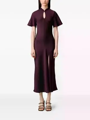 Claudie Pierlot Bordeaux Ruffled Midi Dress