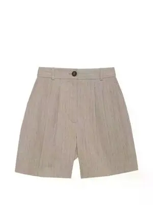 ANINE BING Brice Tailored Pinstripe Shorts - Neutrals