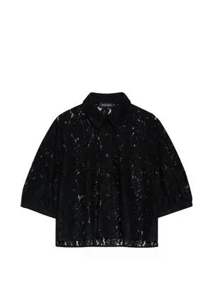 ANINE BING Shayna Lace Cropped Button-down Shirt