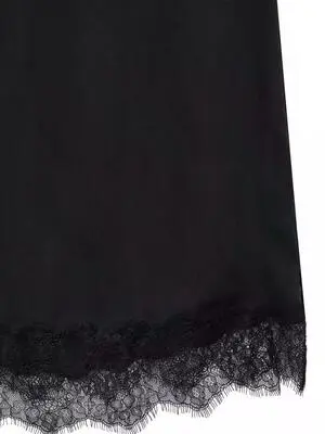 ANINE BING Shelby Satin Midi Skirt With Lace Trim