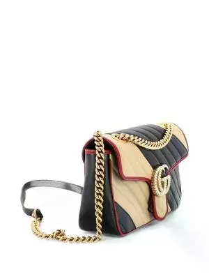 Gucci Gg Marmont Small Diagonal Quilted Leather Crossbody Bag - Black