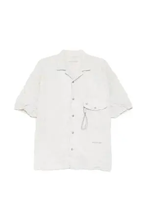 AND WANDER Washer Pleated Short-sleeve Shirt - Neutrals