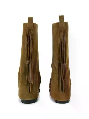 Kurt Geiger Fringe Gaiter Biker Boots - Brown
