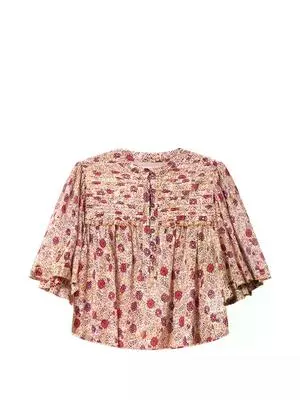 MARANT ETOILE Douna Top Beige & Red Two-tone Print