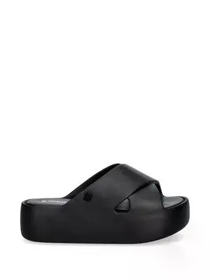 Melissa Cross-strap Platform Slides - Black
