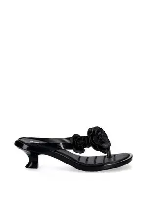 Melissa Floral Appliqué Sandals - Black