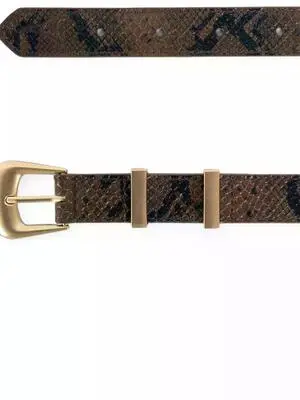 Manière De Voir Gold Python Embossed Leather Belt - Brown