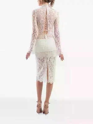 IMROSKA Floral Lace Pencil Midi Skirt