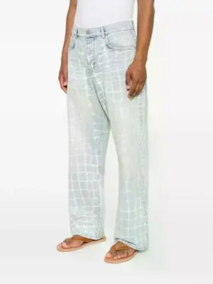 BLUE SKY INN Crocodile-effect Heavy-wash Jeans