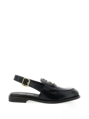 Miu Miu Brushed Leather Slingback Loafers