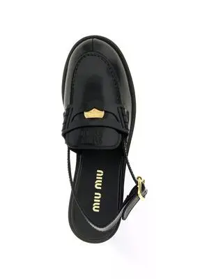 Miu Miu Brushed Leather Slingback Loafers