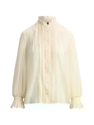 Ralph Lauren Lace-trim Pintucked Blouse - Neutrals