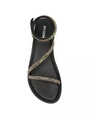 CORAL BLUE Crystal-embellished Wrap-around Sandals