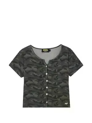 MINI CREAM Camouflage Print Button-up T-shirt