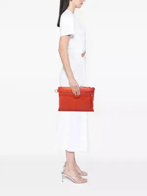 Balenciaga 2016 Lambskin Leather Motocross Classic Clip M Clutch Bag - Orange