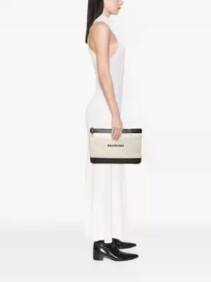 Balenciaga Canvas Navy Clip M Clutch Bag