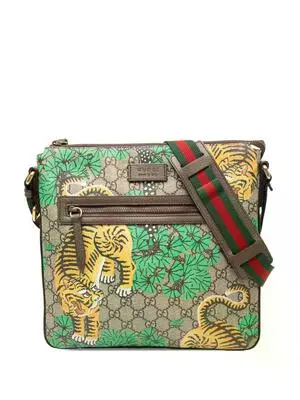 Gucci Gg Supreme Web Bengal Crossbody Bag - Neutrals