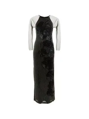 Badgley Mischka Embellished Mesh Gown