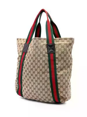 Gucci Gg Canvas Web Tote Bag