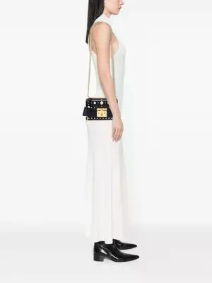 Gucci Small Pearl Studded Leather Padlock Crossbody Bag
