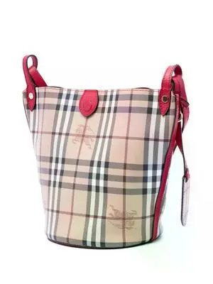 Burberry Haymarket Check Coated Canvas Lorne Bucket Bag