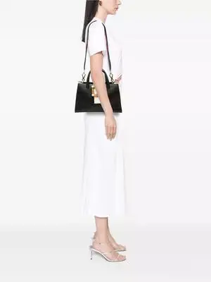 GUCCI Gucci Calfskin Bamboo Buckle Web Top Handle Bag