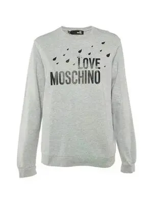 Moschino Logo Print Crew Neck Sweater - Grey