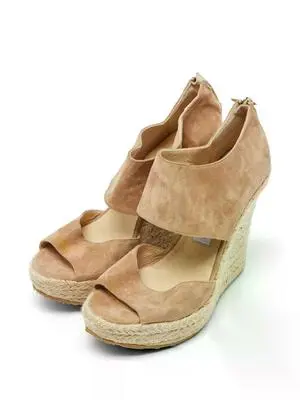 JIMMY CHOO Suede Wedge Espadrille Sandals