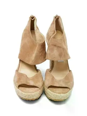 JIMMY CHOO Suede Wedge Espadrille Sandals