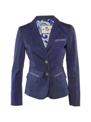 Etro Single-breasted Blazer With Paisley Trim - Blue