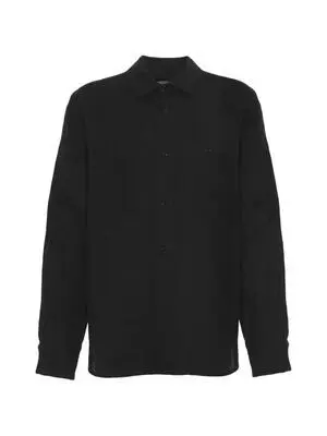 AMARANTO Patch-pocket Linen Shirt - Black