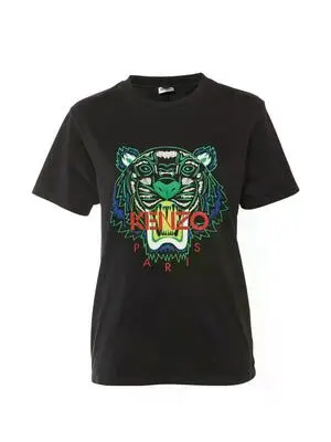 Kenzo Tiger Print Cotton Crewneck T-shirt - Black