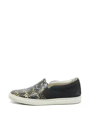LANVIN Python-embossed Slip-on Sneakers - Black