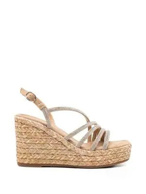 ALMA EN PENA Crystal Embellished Wedge Sandals - Neutrals