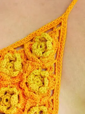 Cult Gaia Alivia Floral Appliqué Crochet Bikini Top - Orange