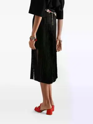 Dolce & Gabbana Long Fringed Satin Skirt