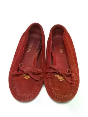 Prada Suede Loafers With Bow Detail