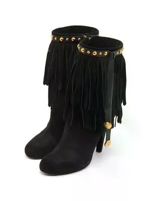 Gucci Studded Fringe Boots - Black