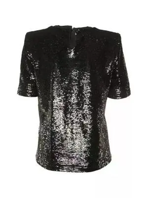 Attico Sequin Embellished Structured Shoulder T-shirt