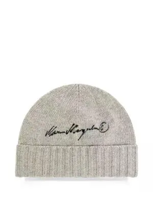 MAISON MARGIELA Embroidered Ribbed-knit Beanie Hat - Grey