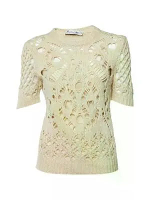 Dior Open-knit Crew-neck Sweater - Neutrals