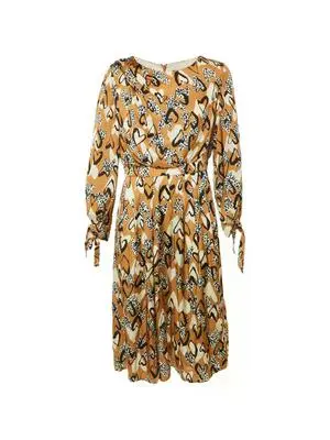 Paule Ka Heart-print Satin Midi Dress - Neutrals
