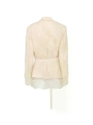 RAME Lace-overlay Belted Jacket