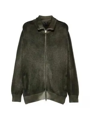Avant Toi Ribbed Knit Zip-up Sweater - Green