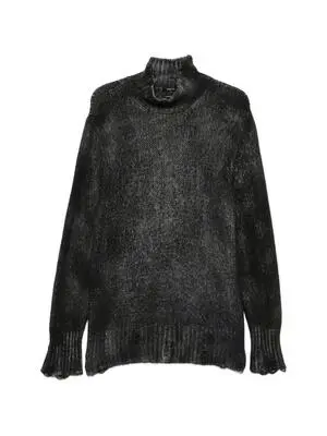 Avant Toi Distressed Roll-neck Sweater