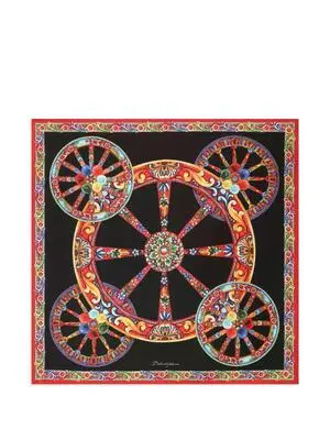 Dolce & Gabbana 50x50 Carretto-print Silk Twill Scarf - Black
