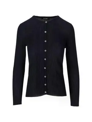 LA ROSE Ribbed Knit Cardigan - Blue
