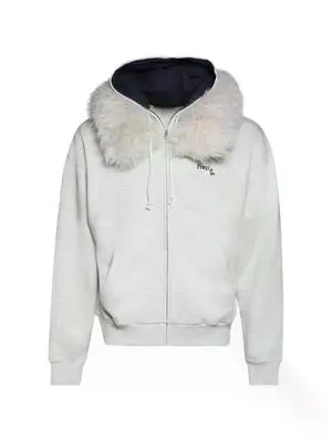 PRAYING Faux-fur Trim Hoodie - Grey