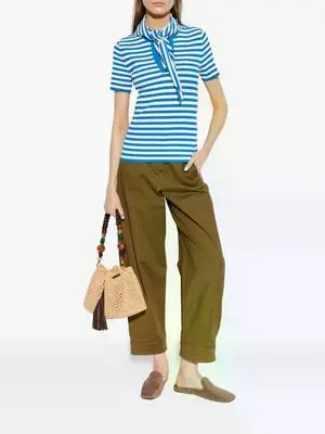 Max Mara Striped Tie-neck T-shirt